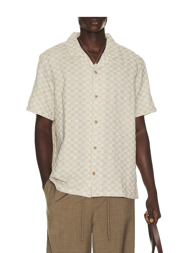 MARINE LAYER marine layer dobby resort shirt in brown.